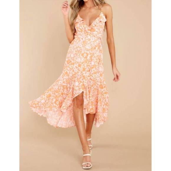 MINKPINK | Dresses | New Minkpink Marli Midi Wrap Dress In Orange ...